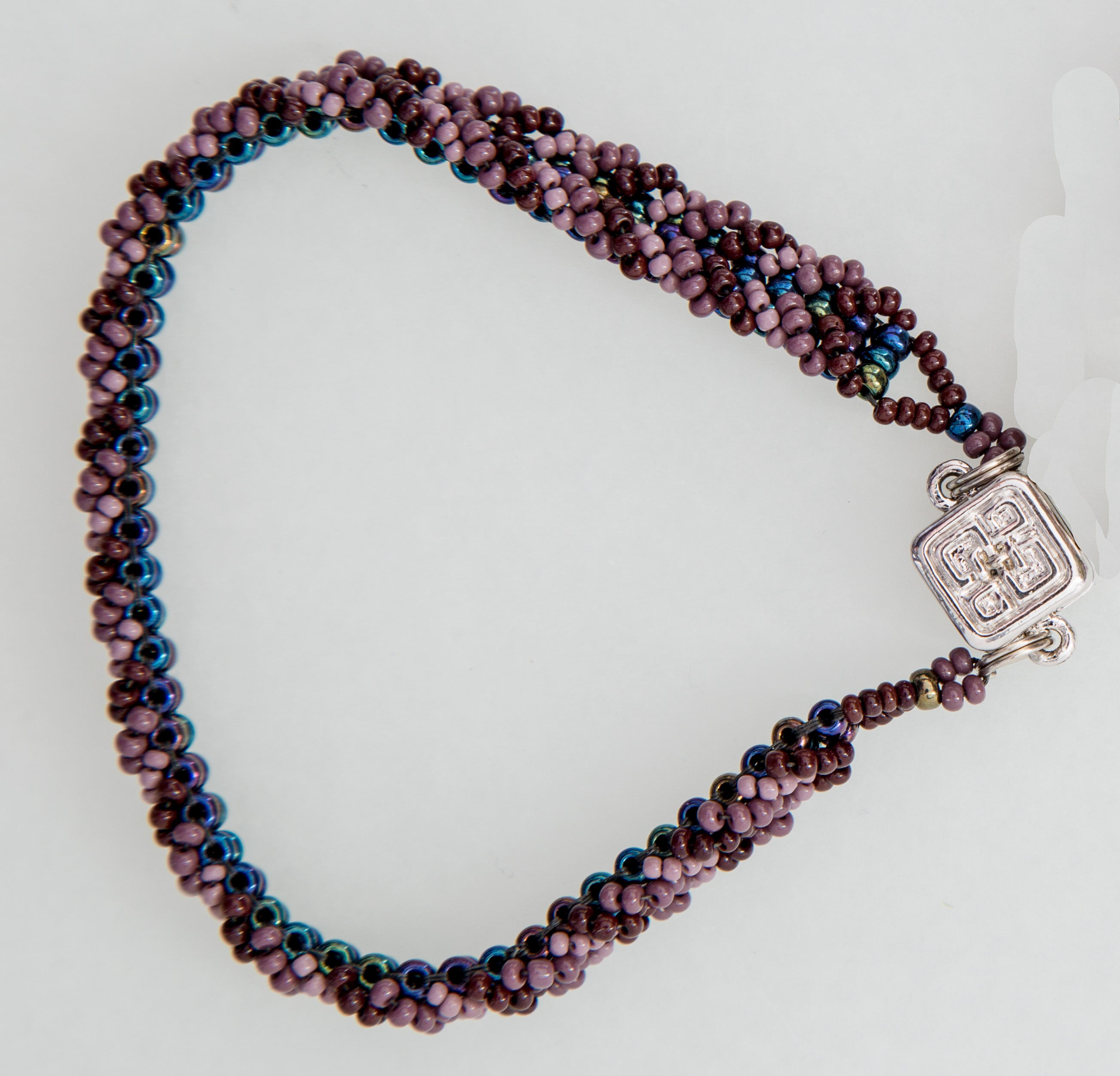 16. Red, Brown, Gold & Gray Seedbeads in Ladder Stitch Bracelet